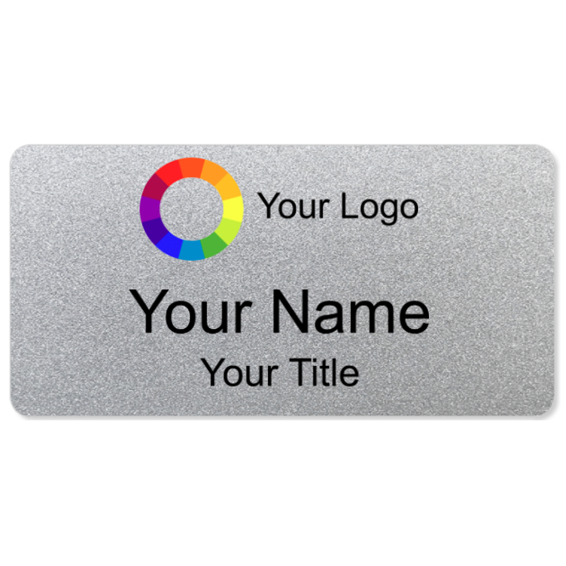 Silver Name Badges with Magnet- 1.5 x 3 - Standard - Design Now