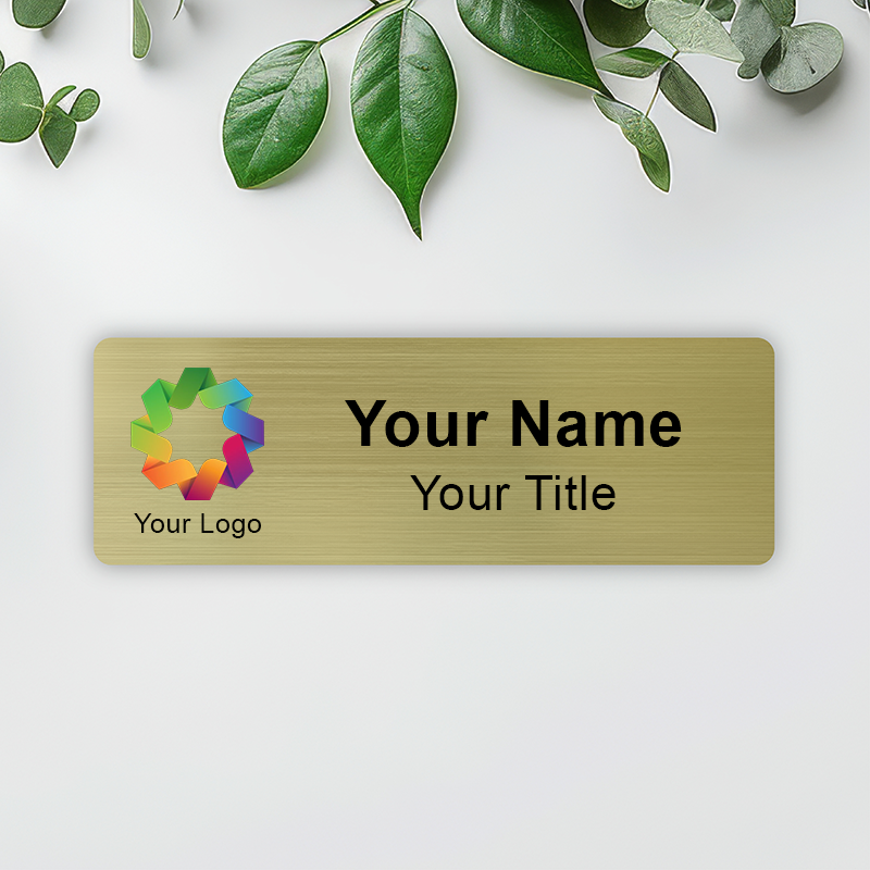 Metal Name Badges with Magnet 1 x 3 - Gold Name Tags