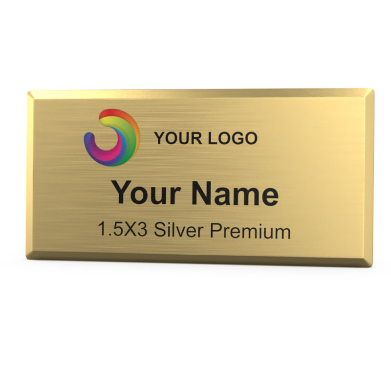 Large Gold Executive Name Badges – Custom Solid Metal Tags 1.5 x 3