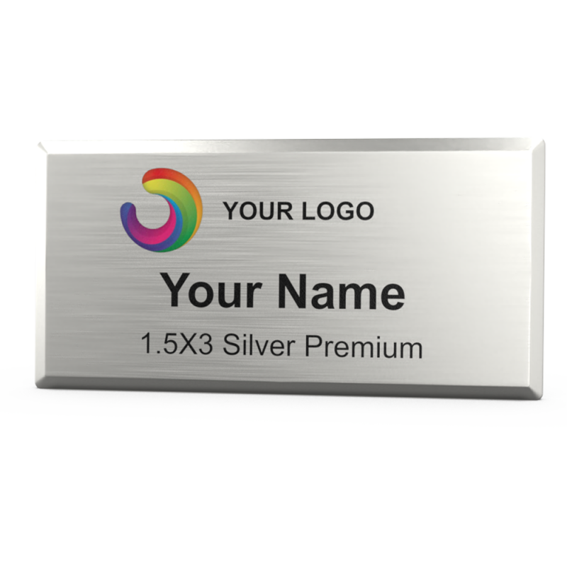 Silver Executive Metal Name Badges - 1.5 X 3 - Design Now