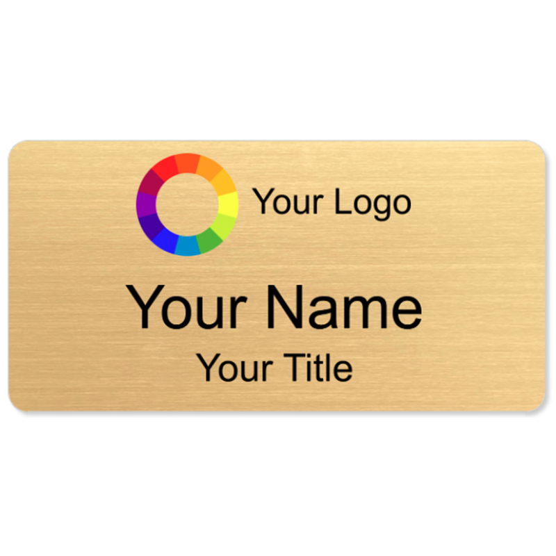 Gold Premium Name Badges with Magnet - 1.5 x 3 - Design Now