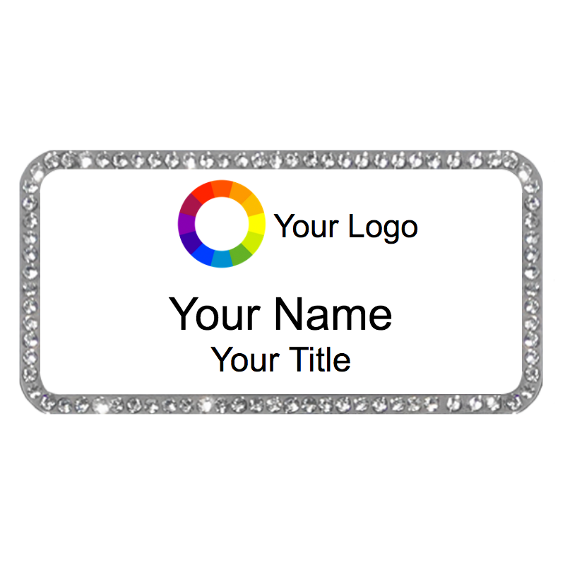 Crystal Stone Bling Name Badges with Magnet - 1.5 x 3