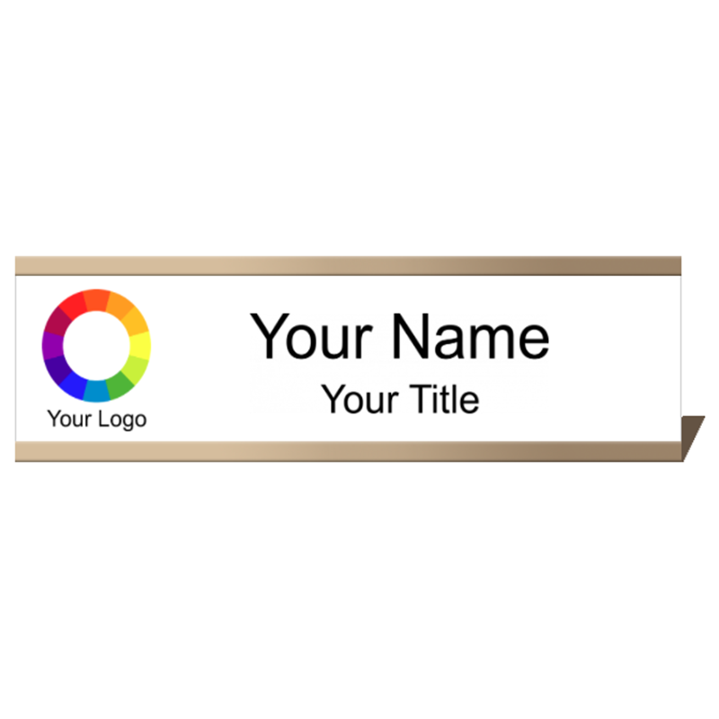 2x8 White Name Plate with Rose Gold Desk Plate